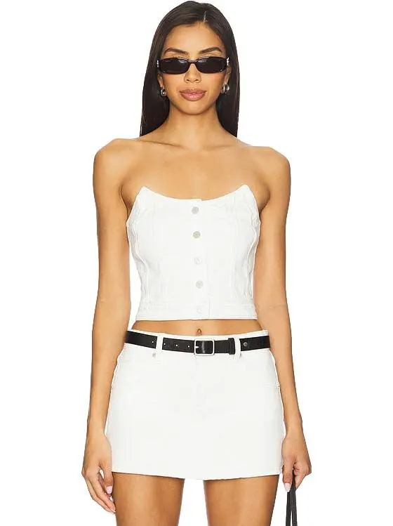 Abrand Denim Angel Bustier Top - White
