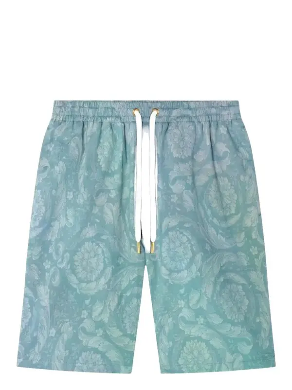 Versace Barocco-print Knee-length Shorts - Blue
