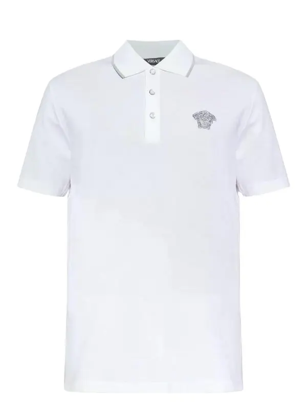 Versace Logo-embroidered Polo Shirt - White