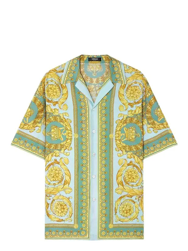 Versace Barocco-print Short-sleeve Shirt - Green