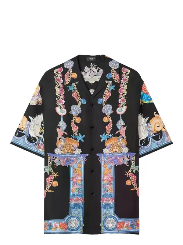 Versace Coral Theatre Short-sleeve Shirt - Black
