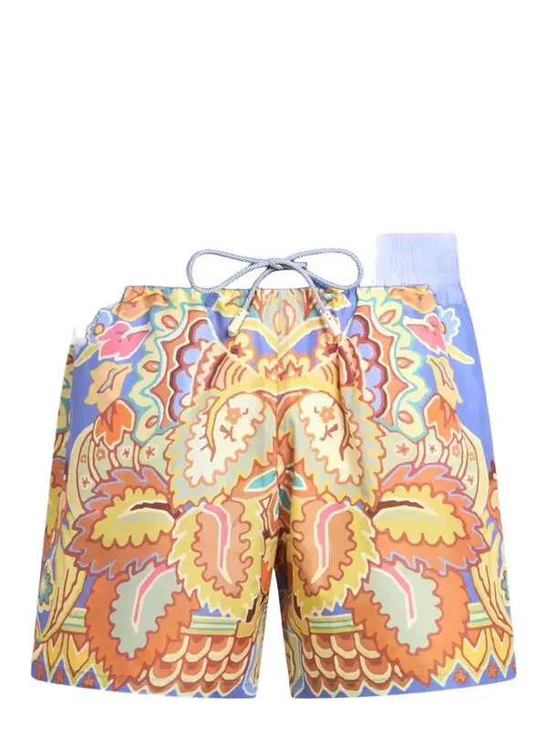 Etro Floral-print Swim Shorts - Blue
