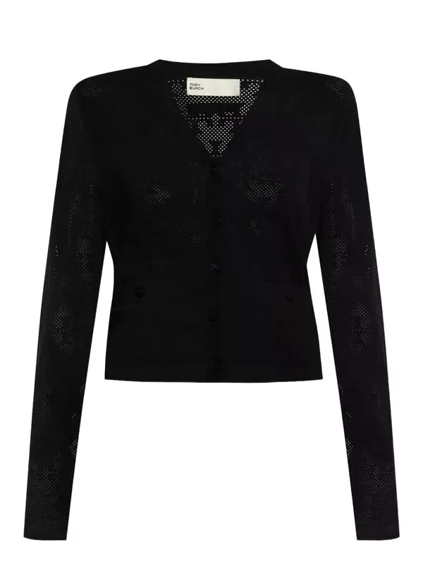 Tory Burch Logo-knit Cardigan - Black