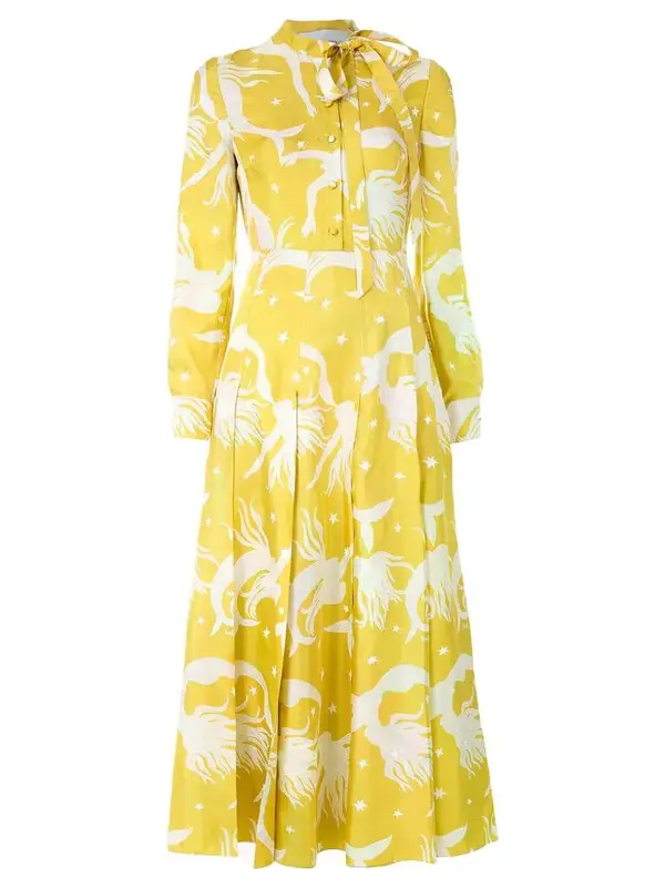 Valentino Garavani Printed Silk Twill Dress - Yellow