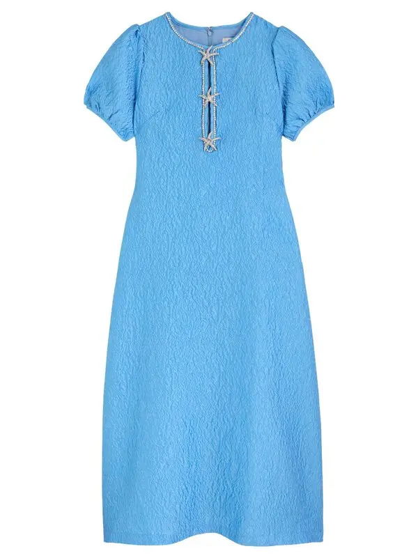 SISTER JANE Reef Jacquard Cloqué Midi Dress - Blue