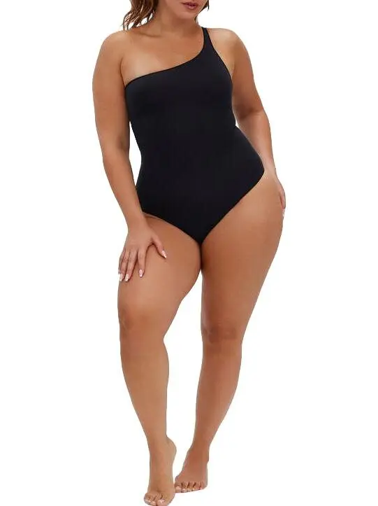 NOODY Seamless Forming One Shoulder Bodysuit - Black