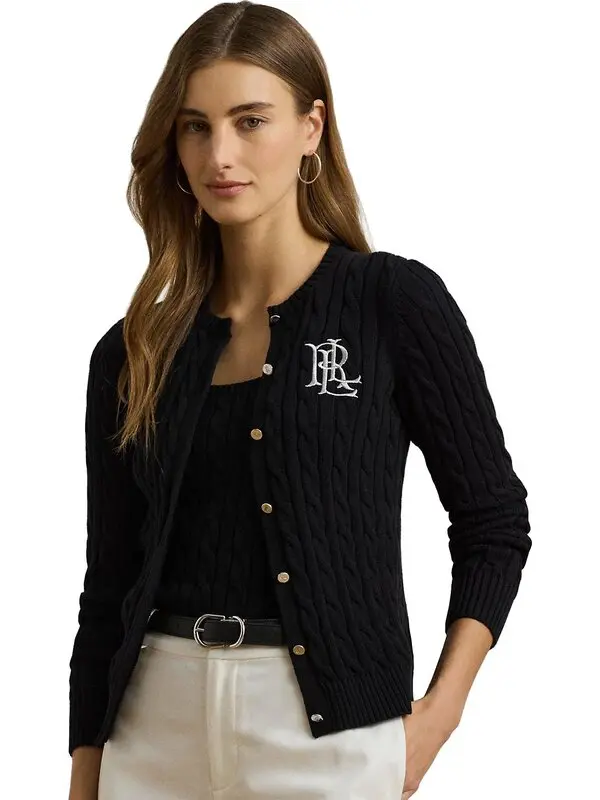 Ralph Lauren Cable-knit Cotton Cardigan - Black