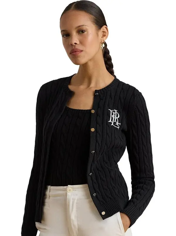 Ralph Lauren Cable-knit Cotton Cardigan - Black