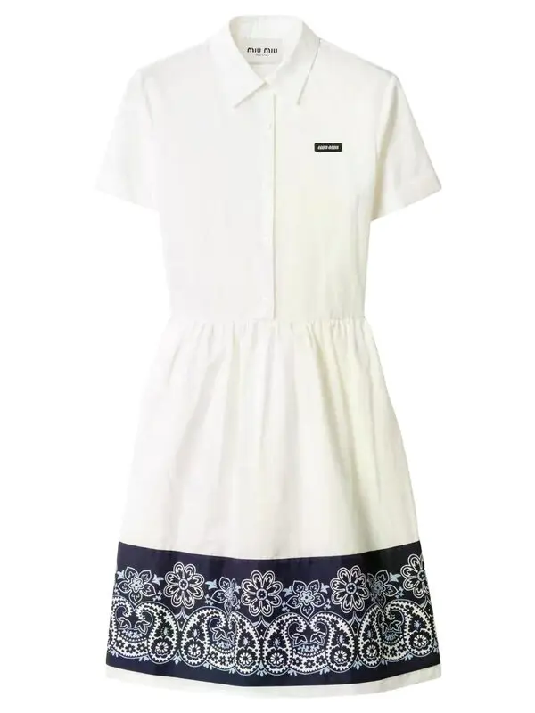 Miu Miu Bandana-print Poplin Midi Dress - White
