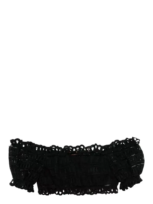 Ermanno Scervino Broderie Anglaise Cropped Top - Black