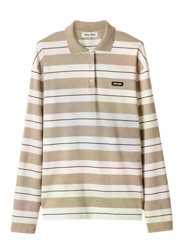 Miu Miu Striped Polo Shirt - Neutrals