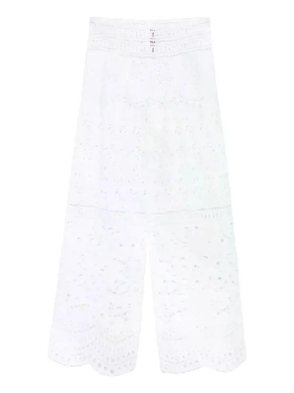 Ermanno Scervino Broderie Anglaise Wide Leg Trousers - White