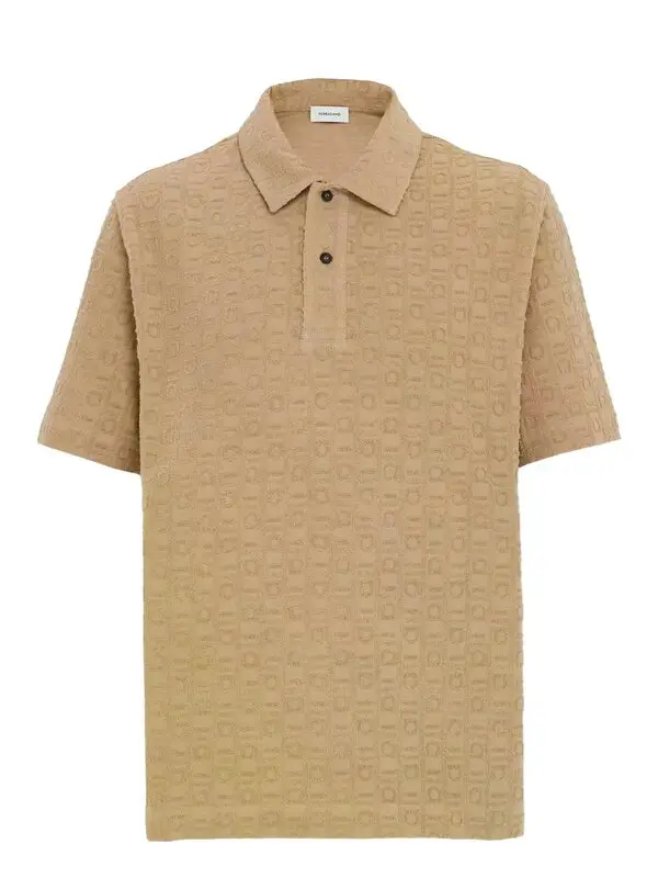 FERRAGAMO Monogram-pattern Polo Shirt - Neutrals