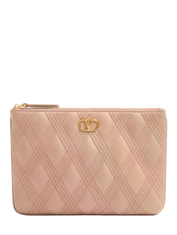 Valentino Garavani Quiltie 67 Leather Clutch - Pink
