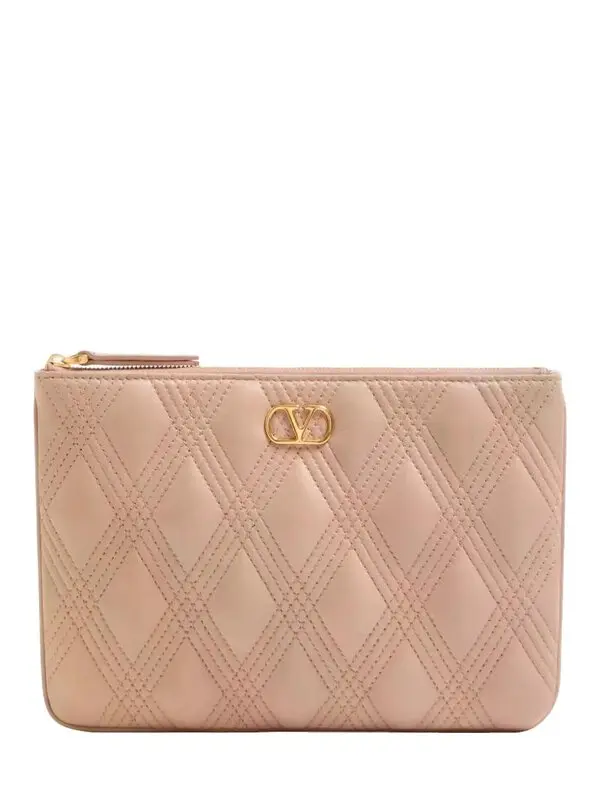Valentino Garavani Quiltie Leather Clutch - Pink