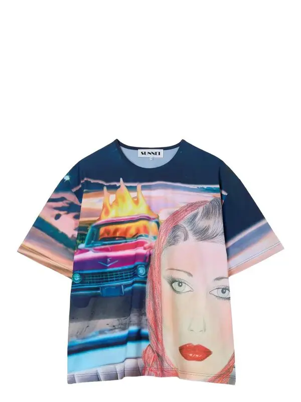 Sunnei Printed T-shirt - Blue