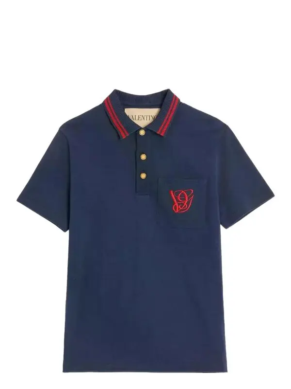Valentino Garavani Vg-embroidered Polo Shirt - Blue