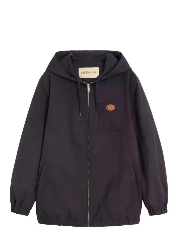 Valentino Garavani Vlogo-patch Hooded Jacket - Blue