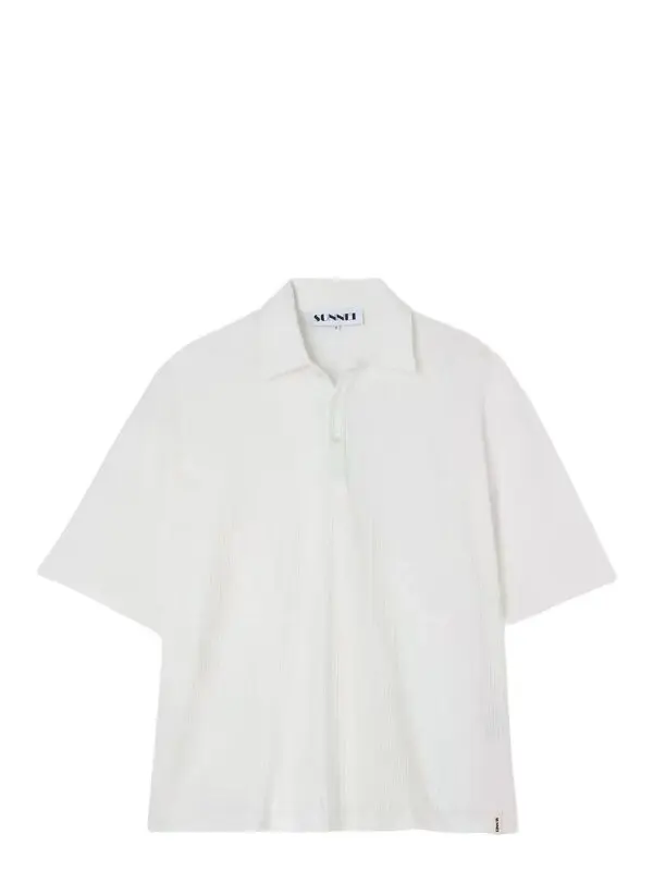 Sunnei Ribbed-knit Polo Shirt - White