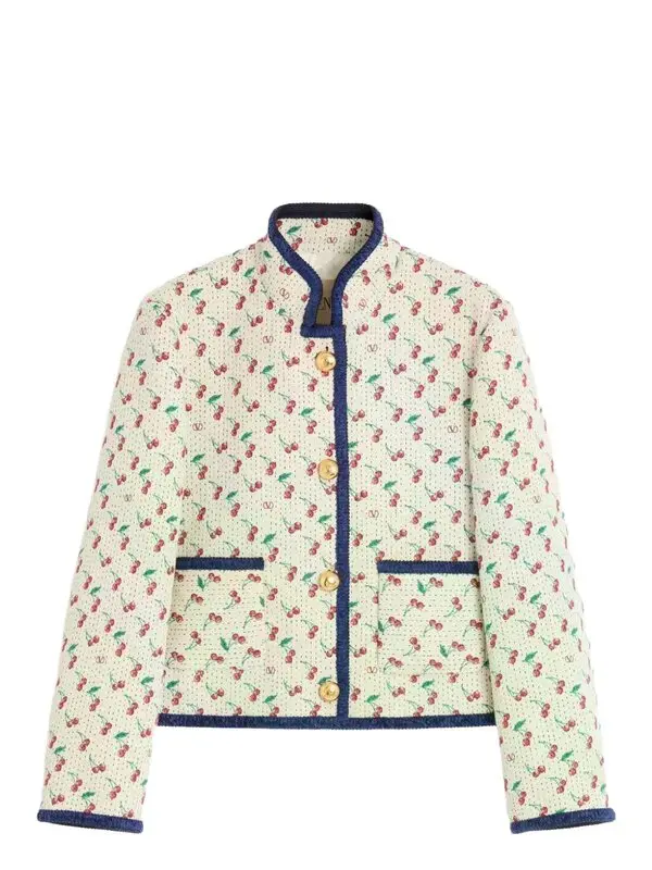Valentino Garavani Cherrific-jacquard Padded Caban Jacket - Neutrals