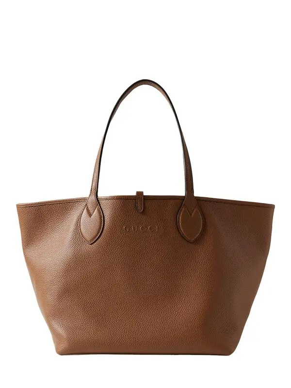 Gucci Totissima Reversible Textured-leather And Canvas-jacquard Tote - Brown