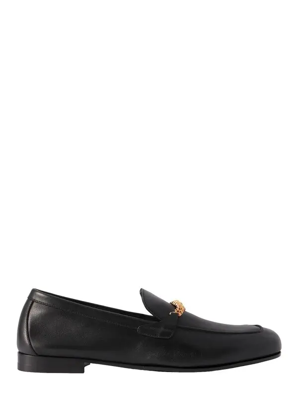 Versace Logo-embellished Leather Loafers - Black