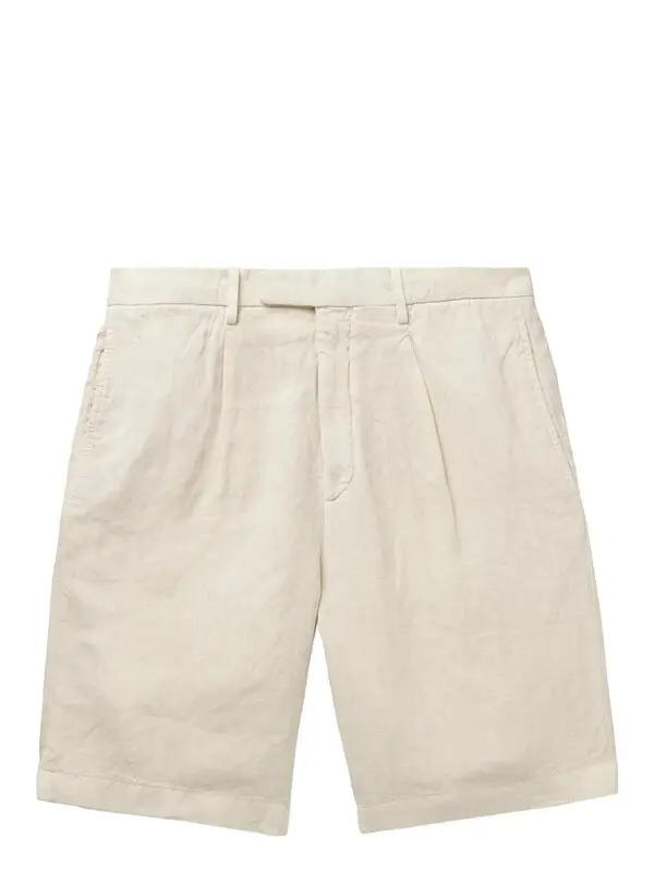 Boglioli Straight-leg Pleated Linen Shorts - Neutrals