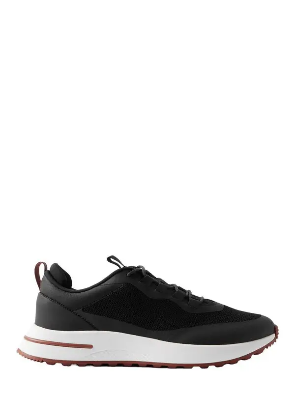 Loro Piana Weekend Walk Leather-trimmed Mesh Sneakers - Black