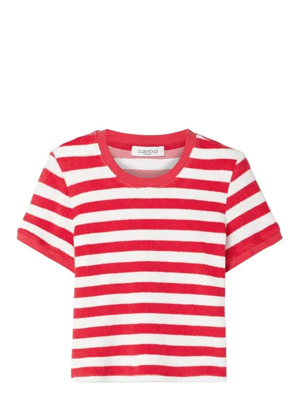 Suzie Kondi Capri Striped Terry T-shirt - Red