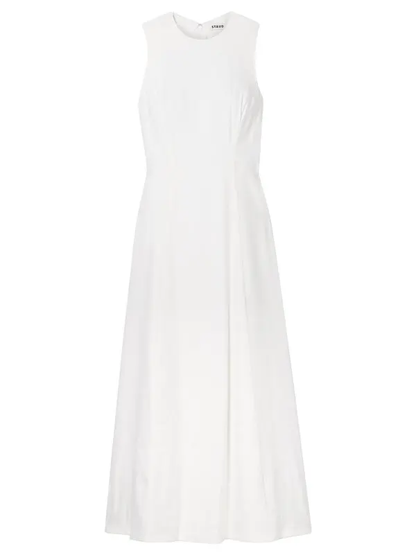 Staud Martine Linen-blend Maxi Dress - White