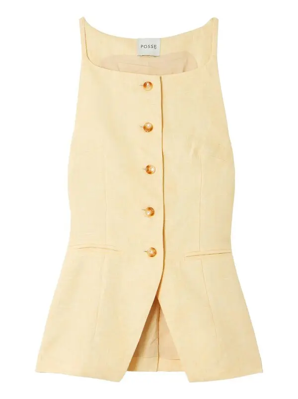 Posse Nancy Linen Vest - Yellow