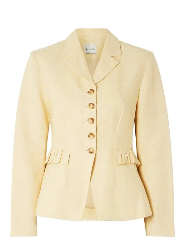 posse - Matilda Ruffled Linen Blazer