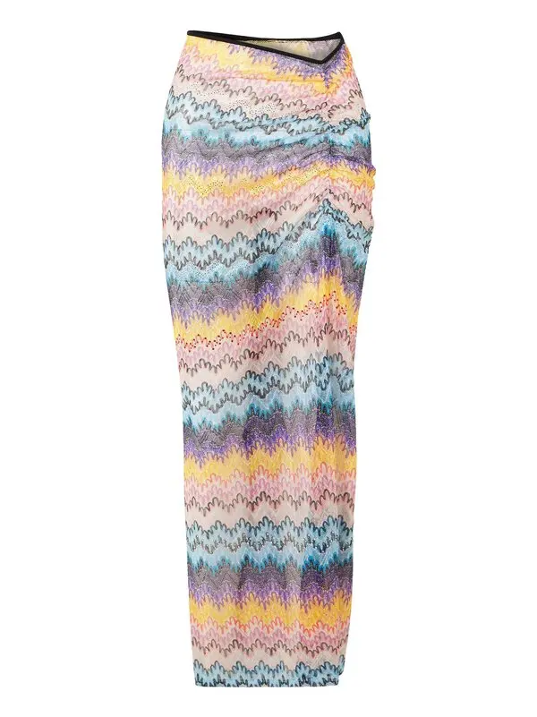 Missoni Embellished Printed Metallic Maxi Skirt - Blue