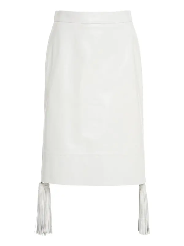 Bottega Veneta Leather Midi Skirt - White
