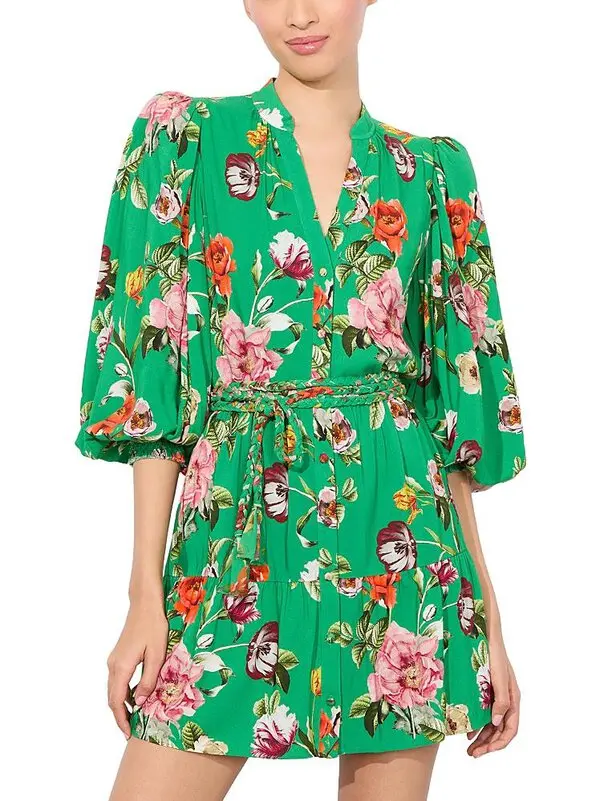 Alice + Olivia Antonette Button-front Dress - Green Flow