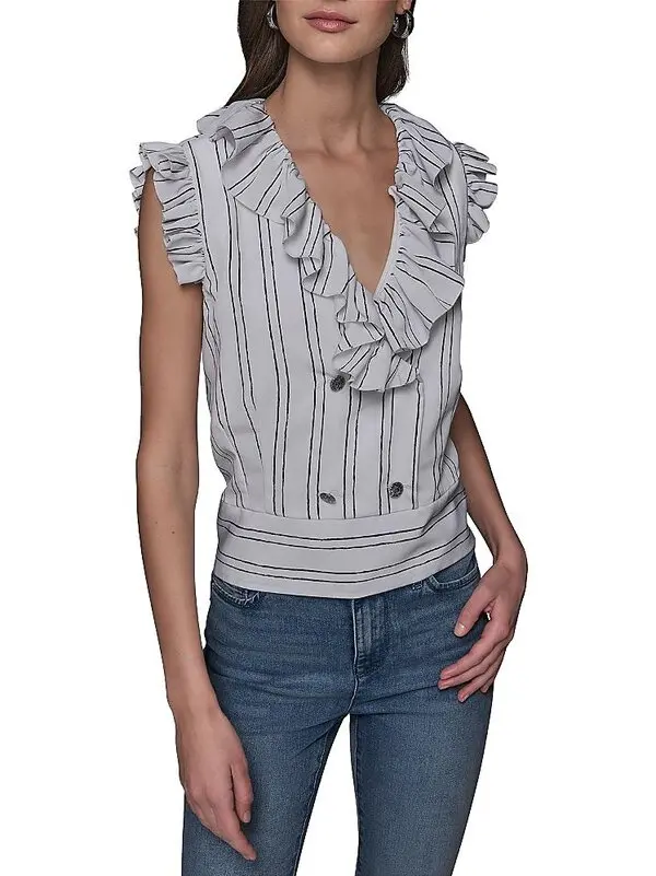 Karl Lagerfeld Paris Ruffled Blouse - Soft White Multi
