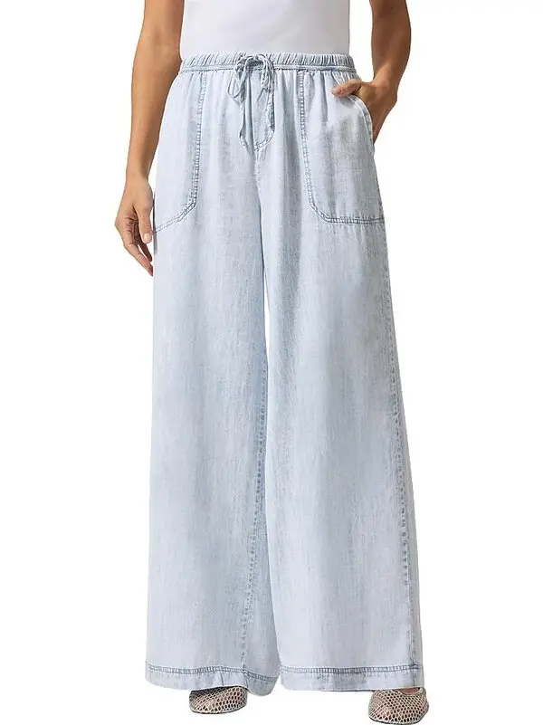 Splendid Angie Drawstring Palazzo Pants - Bleached Indigo