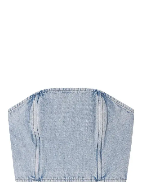 Wardrobe.NYC Strapless Denim Top - Blue
