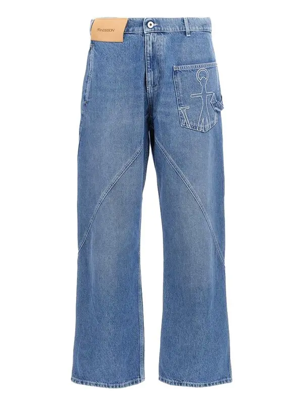 JW Anderson Twisted Workwear Cotton Denim Jeans - Blue