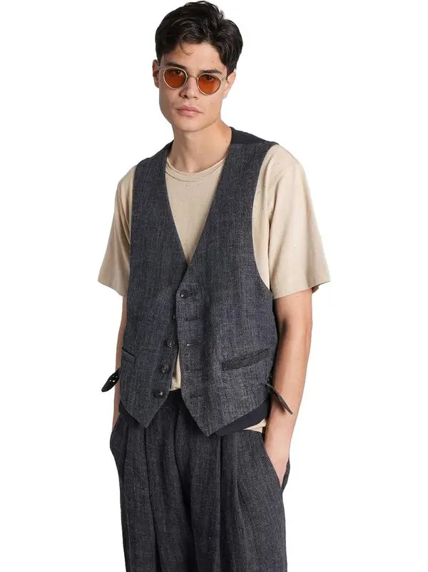 ZIGGY CHEN Linen Vest - Blue