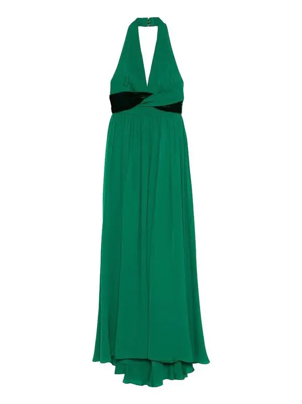 Elie Saab A-line Dress With Velvet Detail - Green