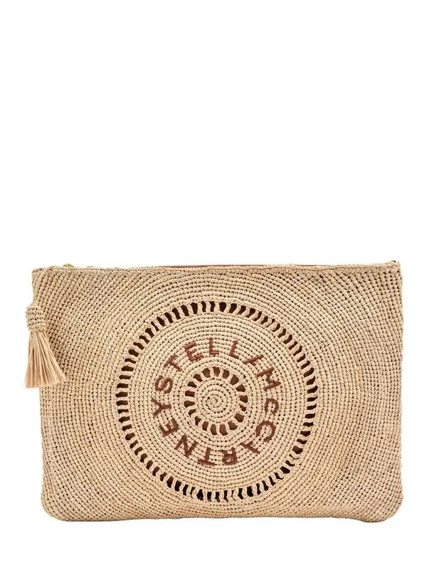 Stella McCartney Logo Embroidered Raffia Pouch - Natural