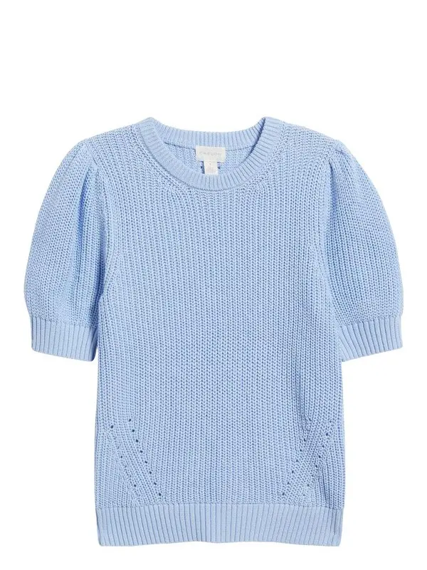 Caslon Elbow Sleeve Cotton Sweater - Blue Windsurfer