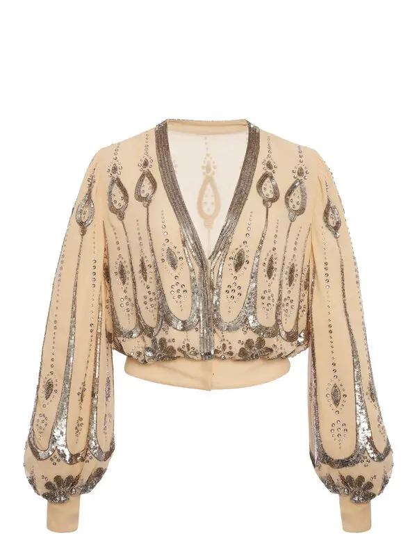 Valentino Garavani Embroidered Georgette Top - Ivory