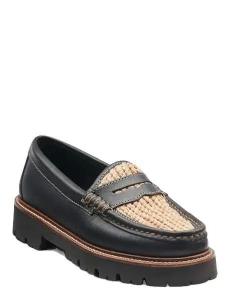 G.H.BASS Whitney Super Lug Sole Penny Loafer - Black/ Natural