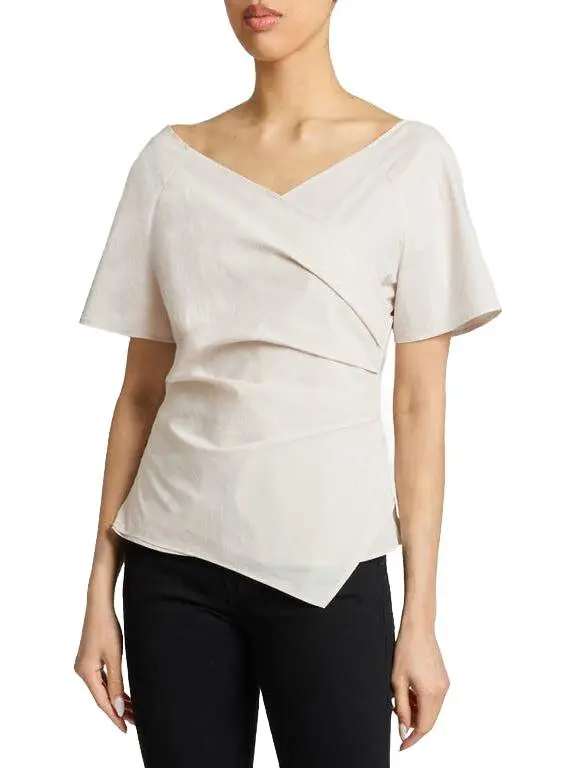 Santorelli Murphy Short Sleeve Wrap Top - Powder