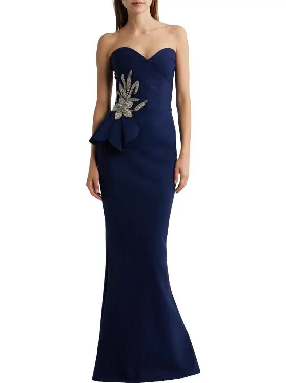 Chiara Boni La Petite Robe Grenawa Strapless Mermaid Gown - Blu Notte