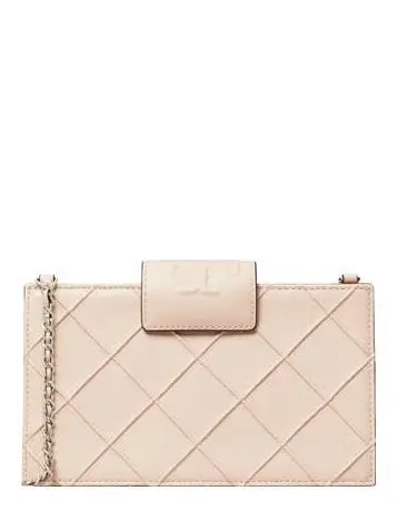 Tory Burch Mini Fleming Soft Quilted Leather Wallet On A Chain - Soft Pink
