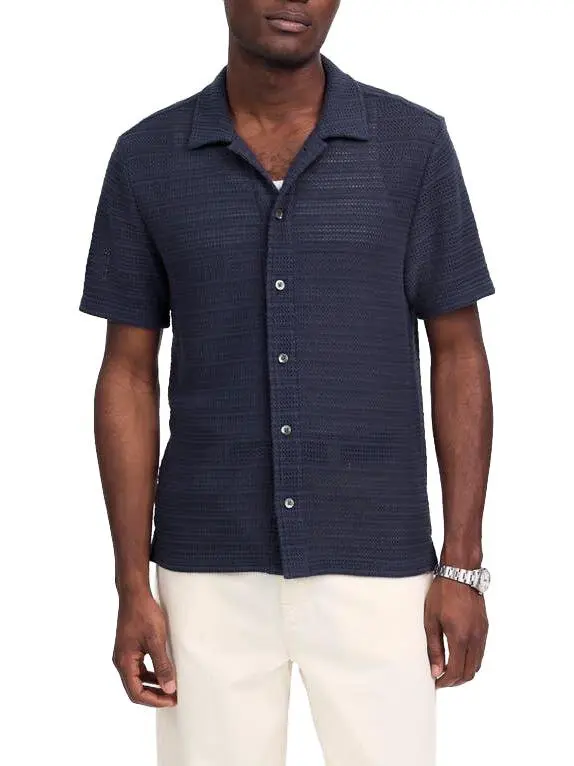 Madewell Jacquard Knit Short Sleeve Button-up Shirt - Ink