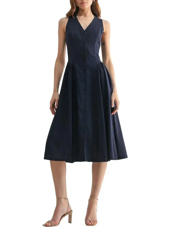 QUINCY MAE Button-up Midi Dress - Dark Navy